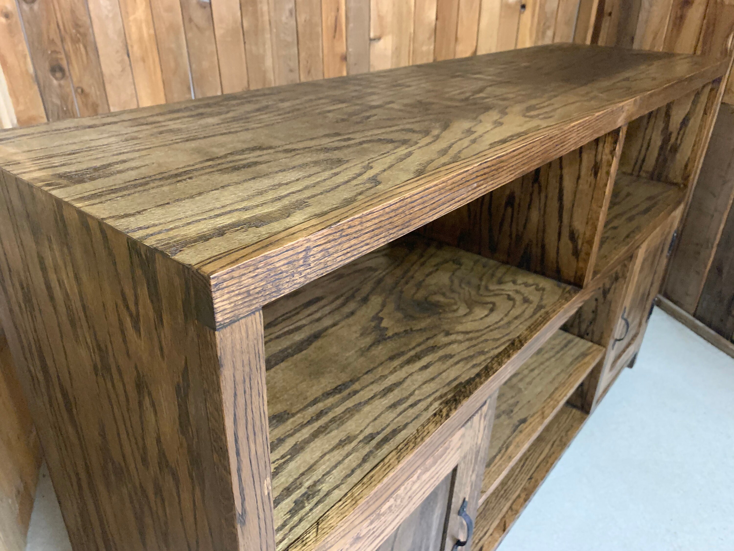 Custom Solid Oak Entertainment Center With Adjustable Shelving - Etsy