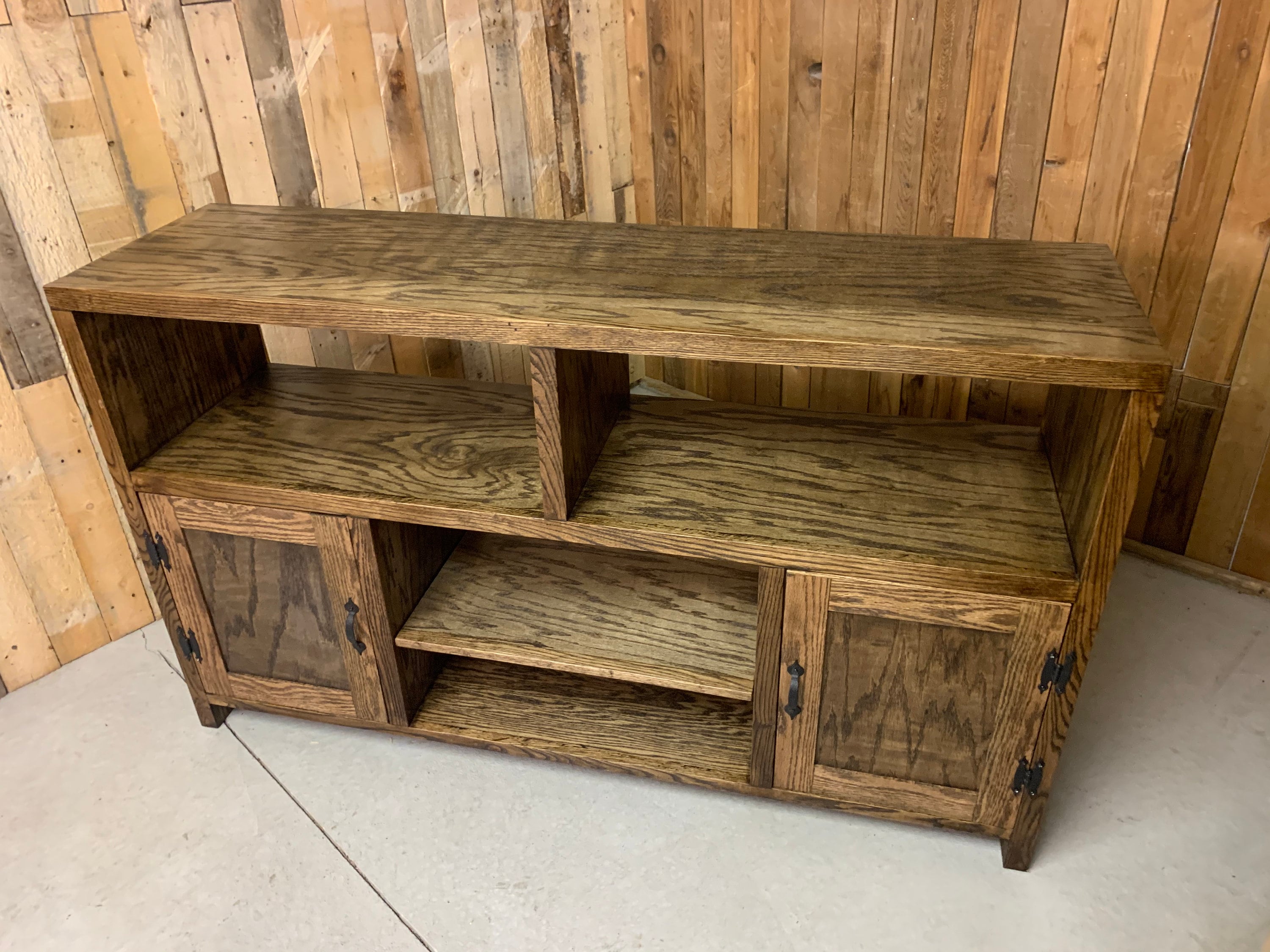 Custom Solid Oak Entertainment Center With Adjustable Shelving - Etsy