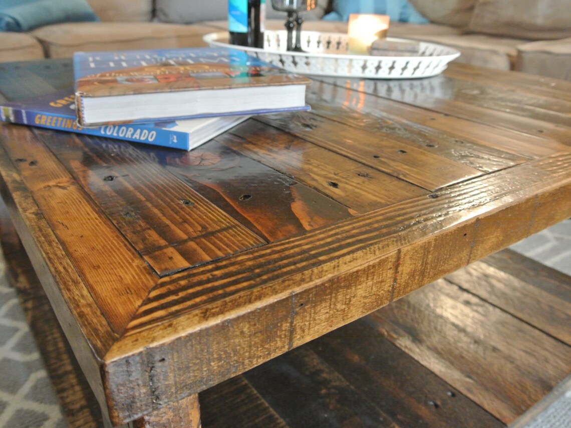 Rustic Reclaimed Pallet Wood Coffee Table Chic Living Room - Etsy