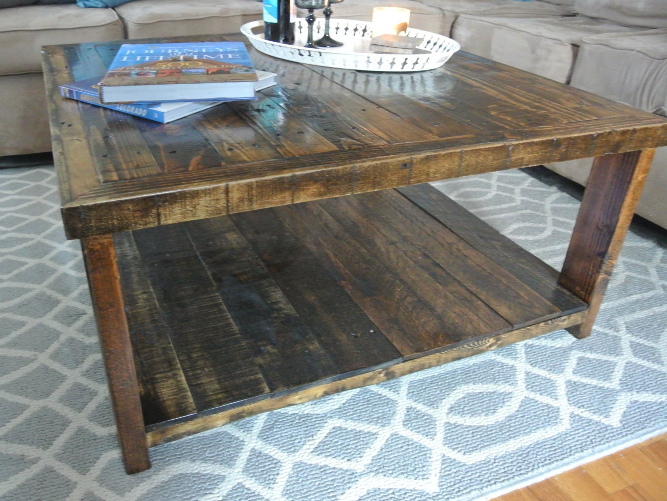 Rustic Reclaimed Pallet Wood Coffee Table Chic Living Room - Etsy
