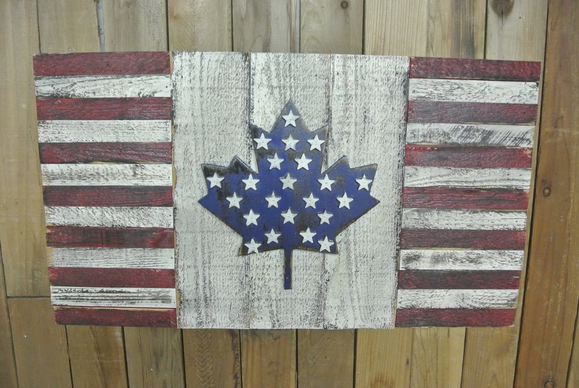 USA and Canada 3d Hybrid Flag United States 4th of July | Etsy