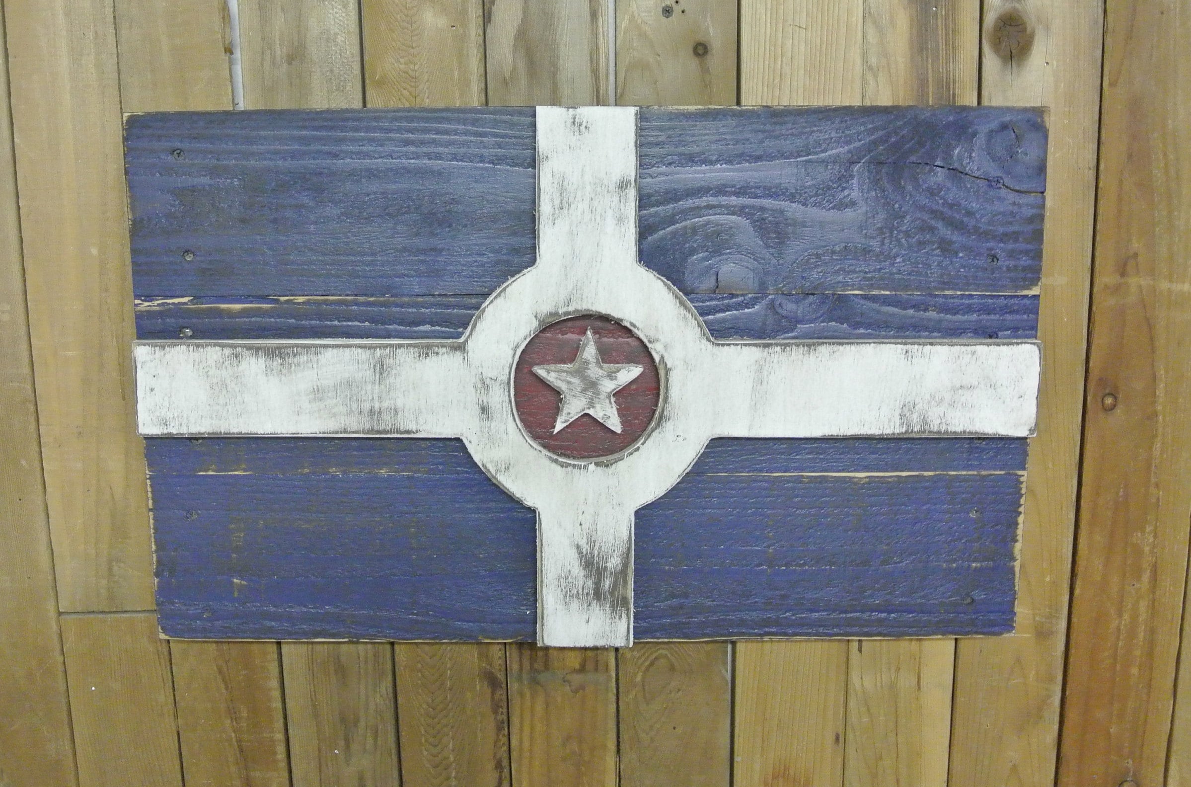 Indianapolis Indiana Flag Reclaimed Wood Crossroads of | Etsy