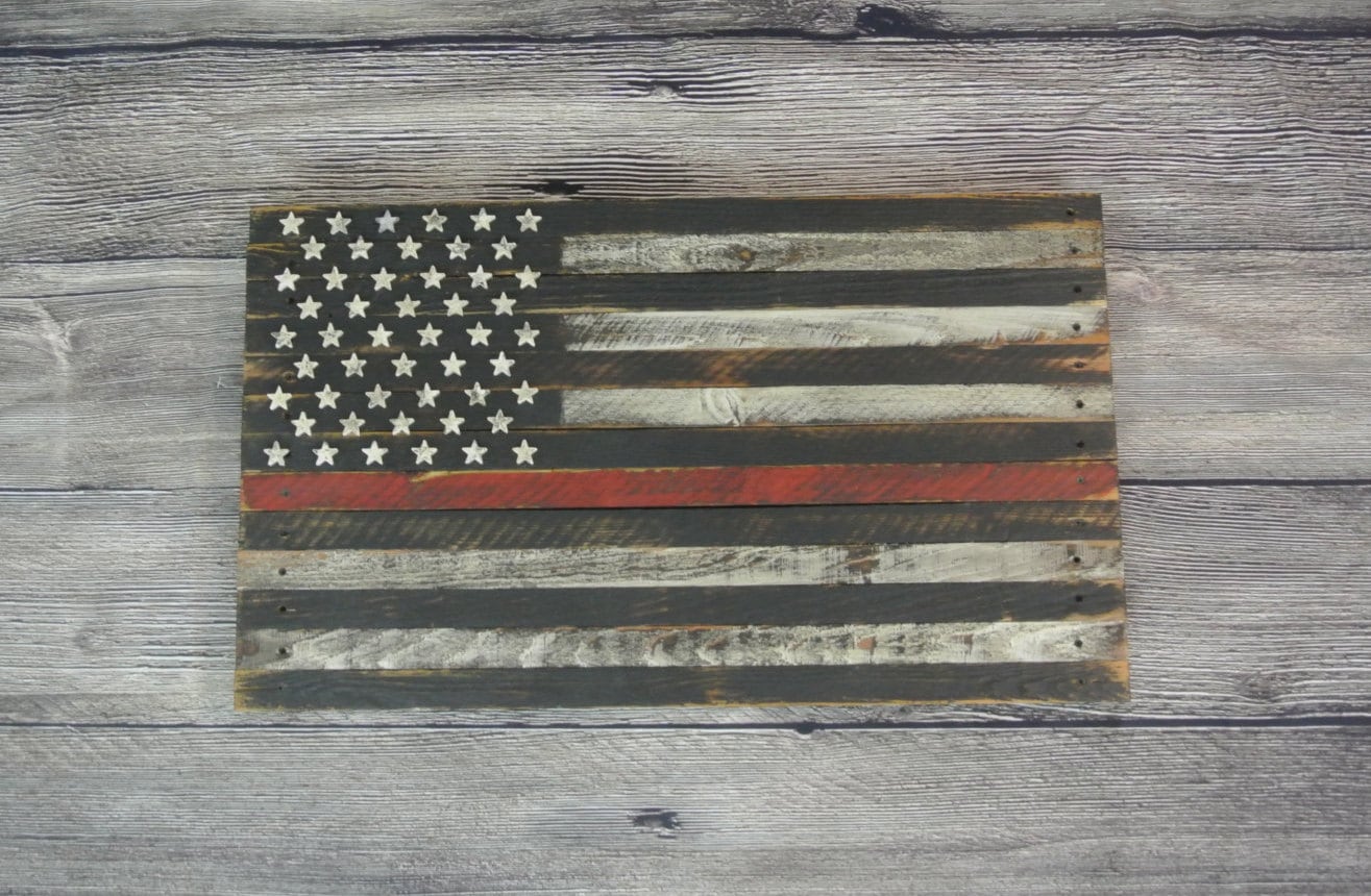 3D Thin Red Line Fire Service Fire Fighter American Flag | Etsy