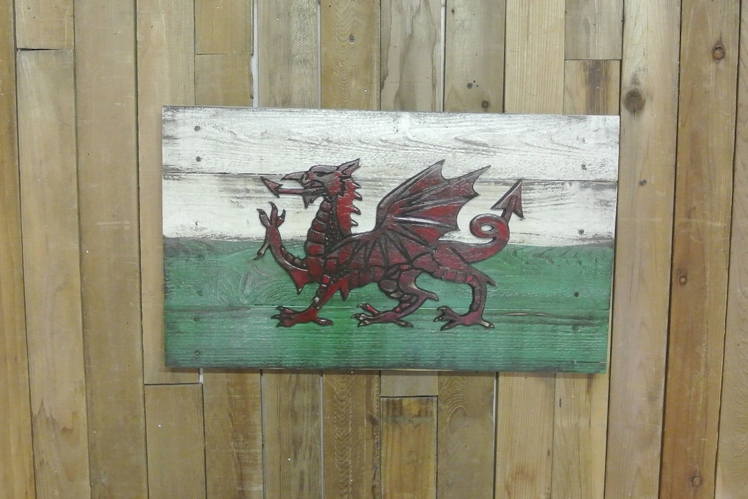 Bandera de Gales 3D, Dragón tallado a mano, Galés, Dragón Rojo, Tudor ...