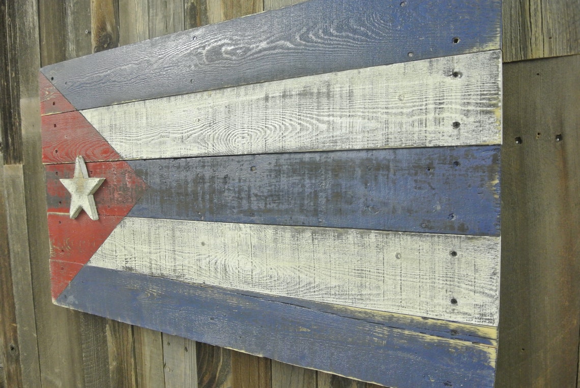 3D Cuban Flag Rustic Reclaimed Wood Distressed Weathered - Etsy
