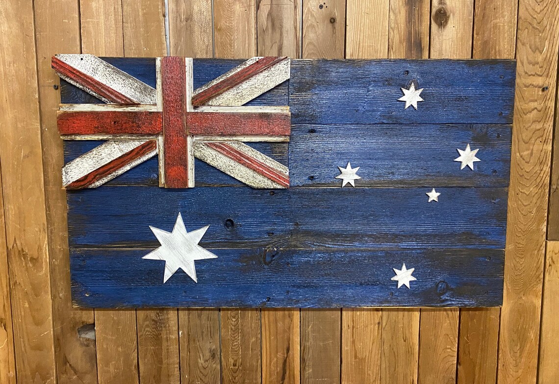 3D Australian Flag Reclaimed Wood Distressed Wall Art Home - Etsy