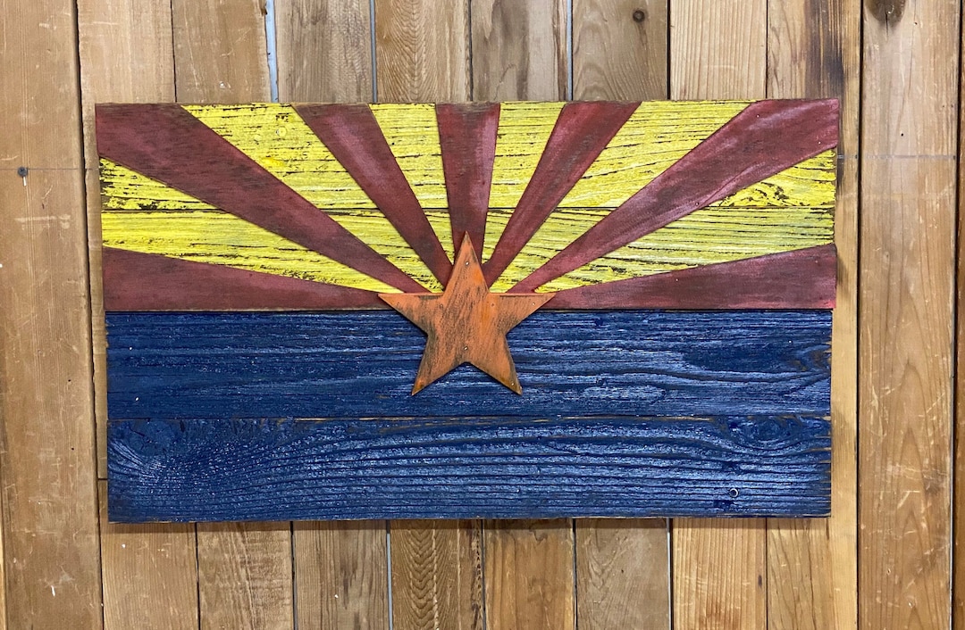 3D Arizona Flag, Distressed Wall Art, Phoenix, Tucson, Scottsdale, Wood ...