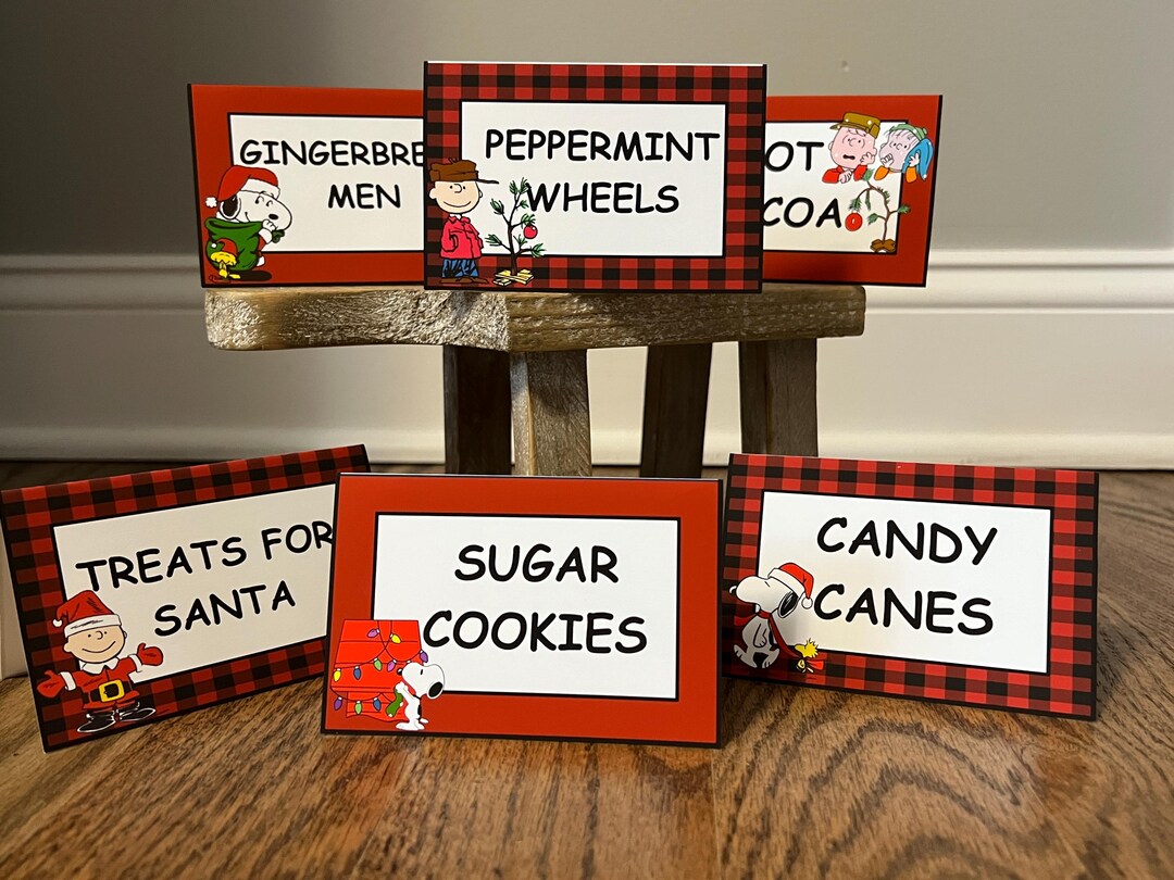Peanuts - Charlie Brown Christmas Tree Themed Food Tent Cards ...