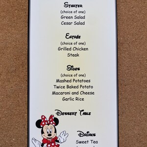 Minnie Mouse Theme Menu - **customizable** - Sold in Lots of 10 ...