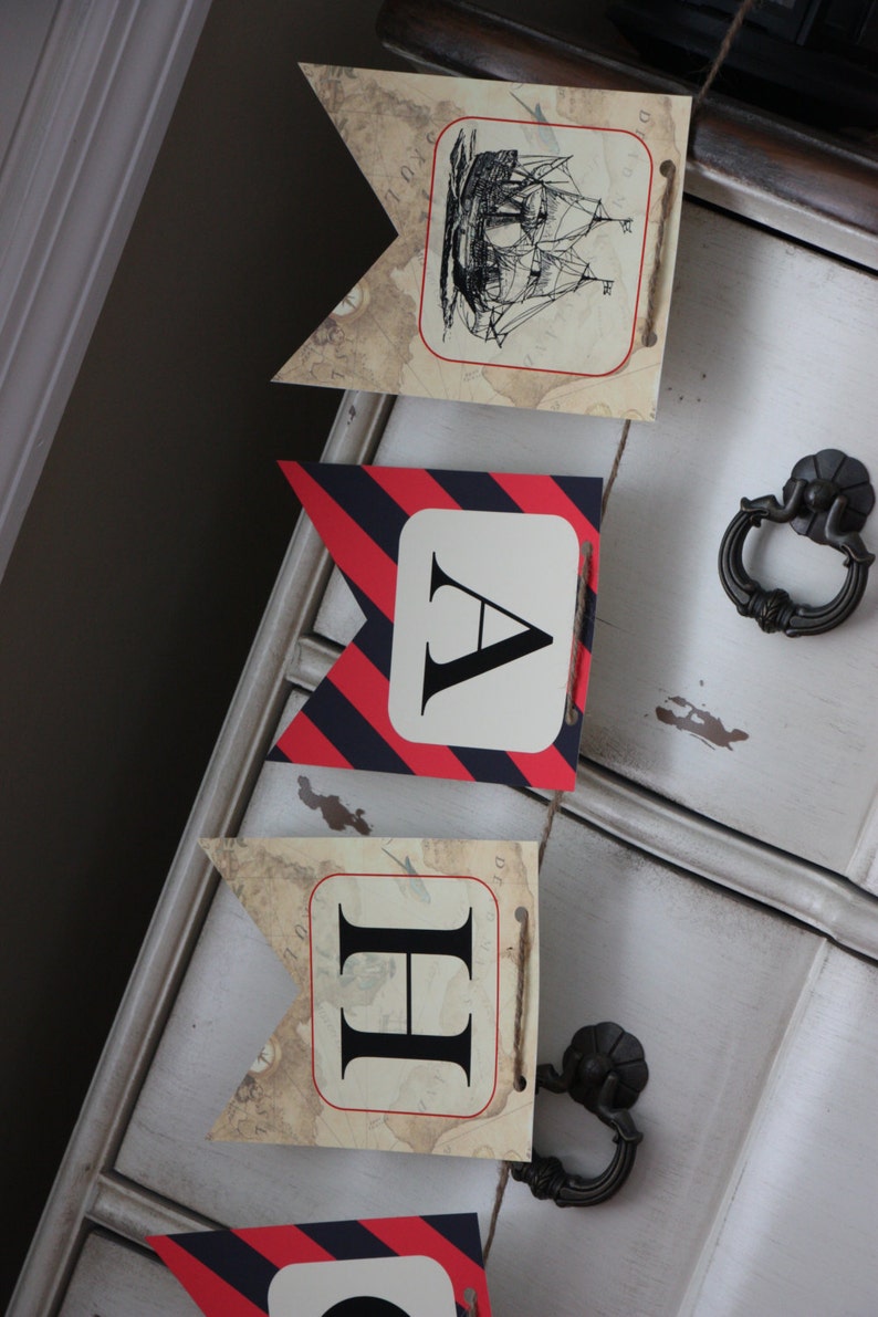 Pirate Themed Banner Ahoy Mateys Banner Pirate Party | Etsy