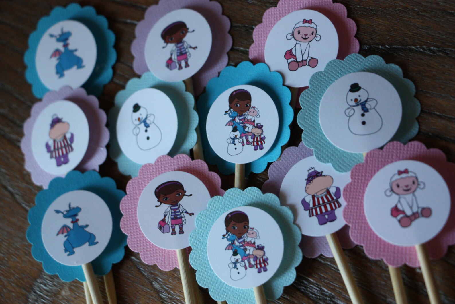 Doc Mcstuffins Themed Cupcake Toppers - Set of 12 (doc, Stuffy, Lambie ...