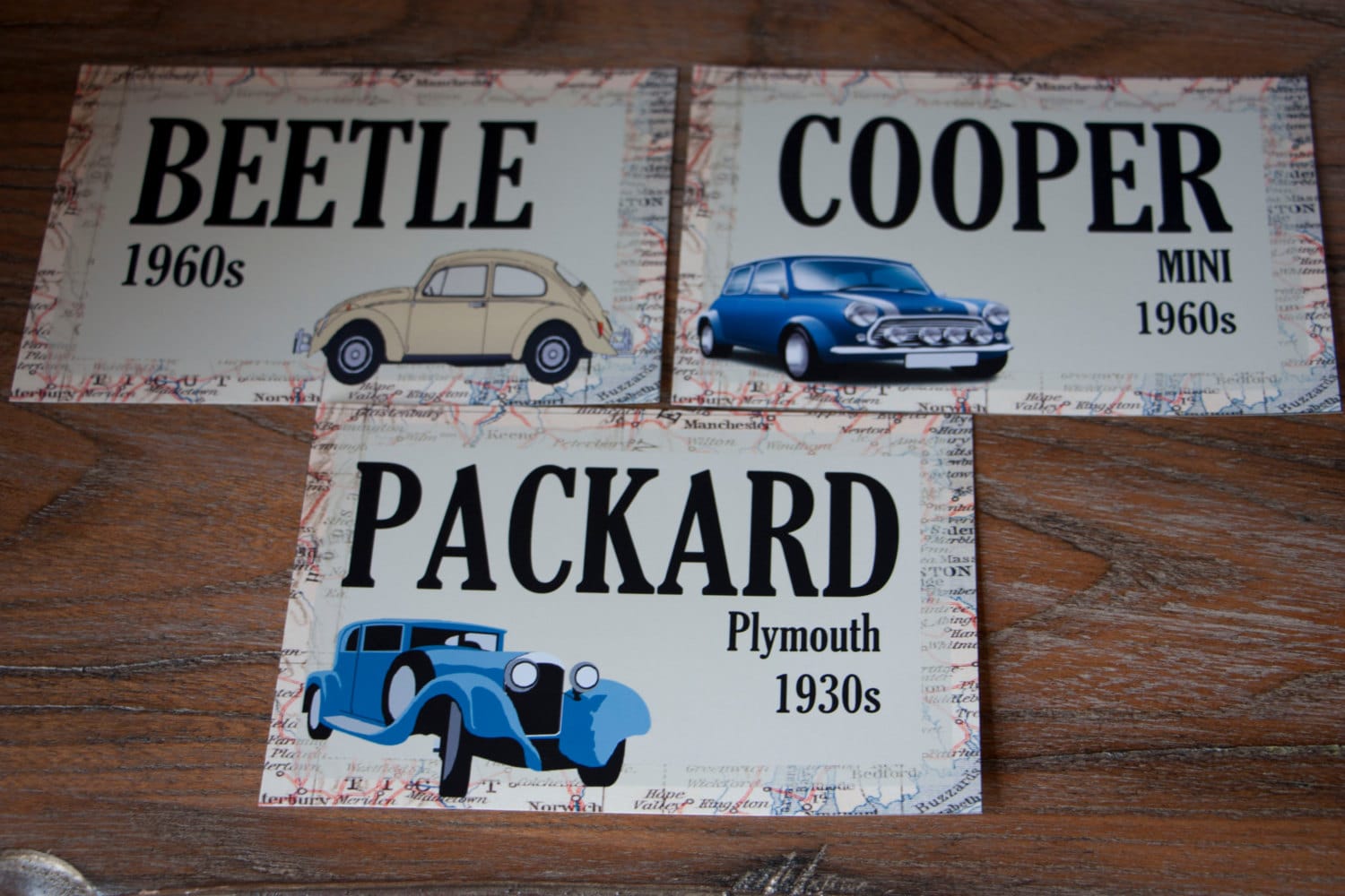 Antique / Vinatage Cars Table Name Cards | Etsy