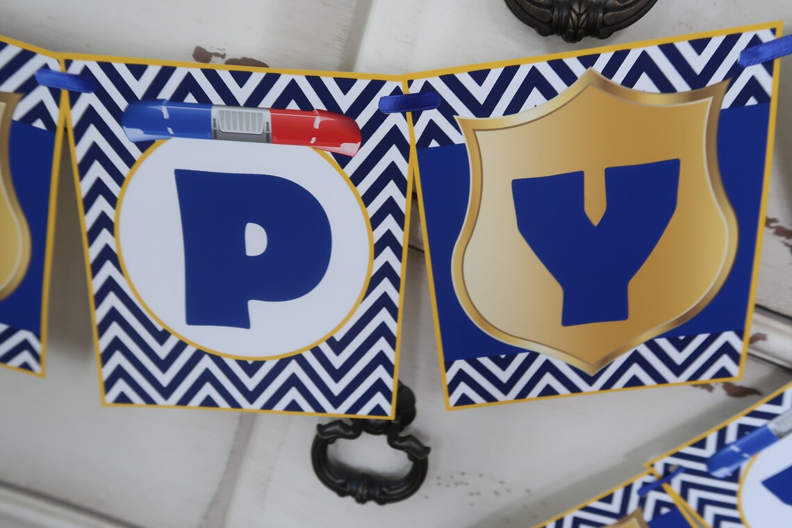Police Themed Happy Birthday Banner Customizeable | Etsy
