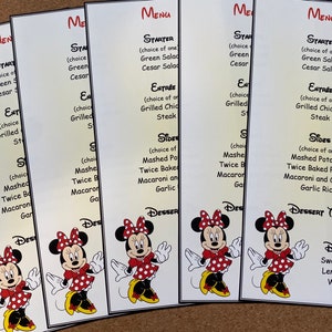 Minnie Mouse Theme Menu - **customizable** - Sold in Lots of 10 ...
