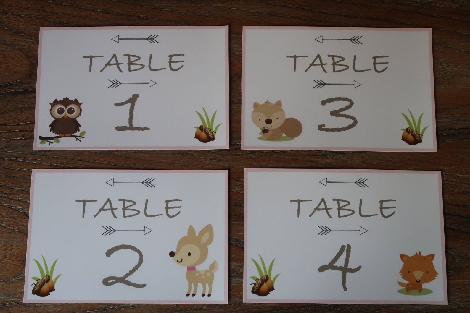Woodland Themed / Baby Woodland Creatures Table Number Cards | Etsy
