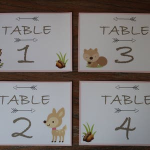 Woodland Themed / Baby Woodland Creatures Table Number Cards (baptism ...