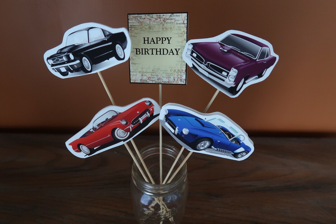 Antique / Vintage Car Theme - Centerpiece Skewers - Mustang, Corvette ...