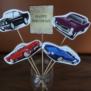 Antique / Vintage Car Theme - Centerpiece Skewers - Mustang, Corvette ...