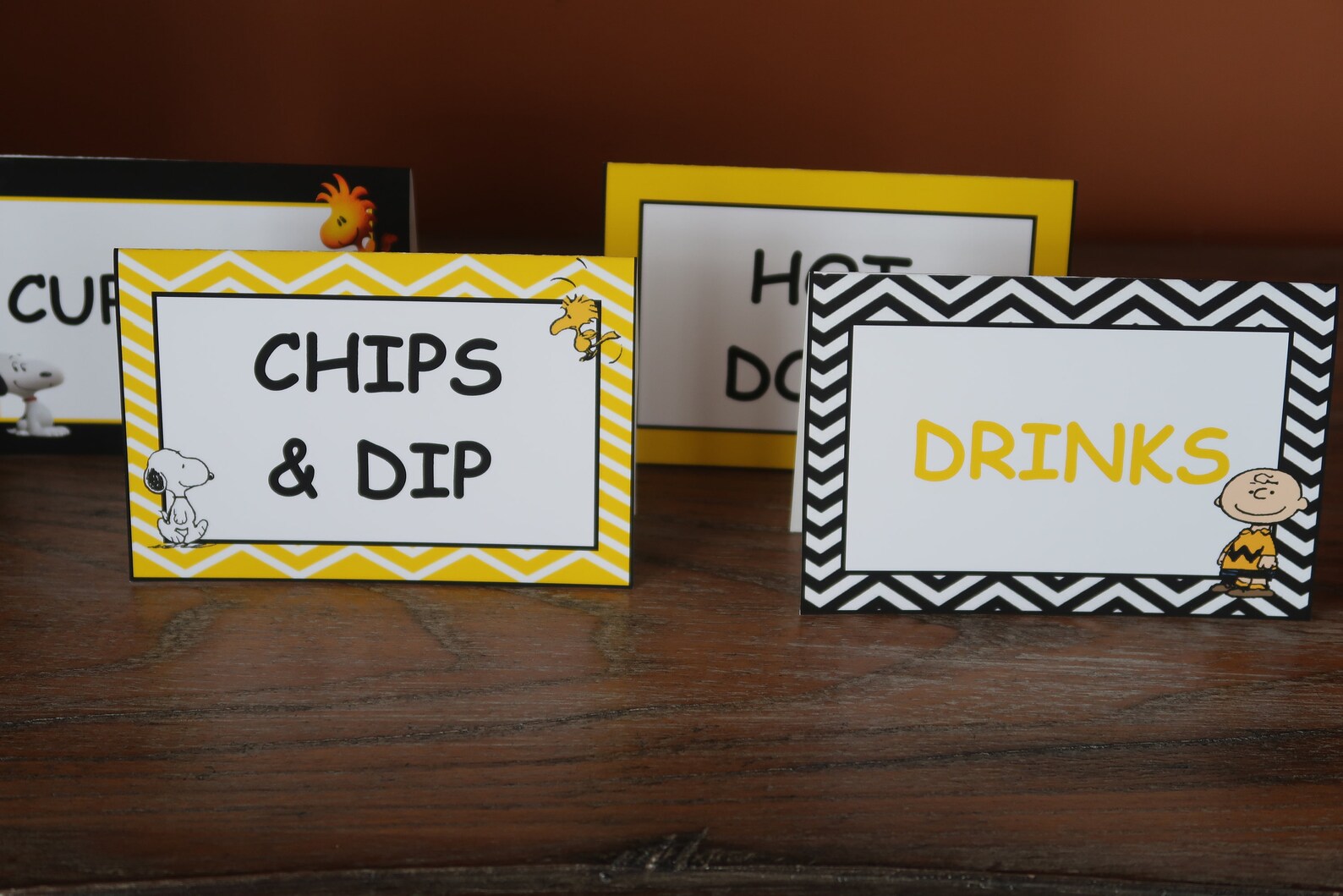 Peanuts Themed / Charlie Brown Themed - Food Tent Cards - Customizable ...