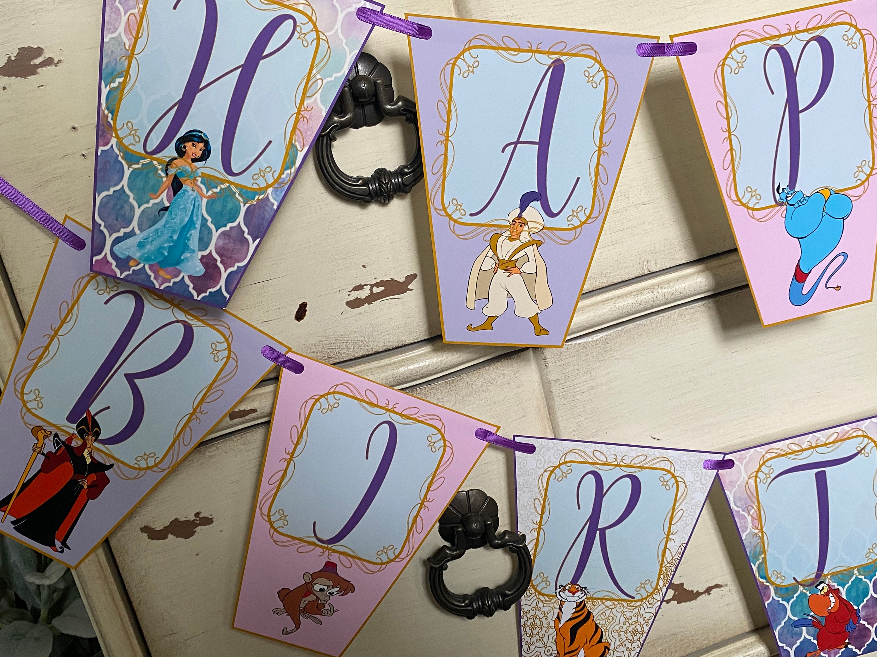 Aladdin Themed - Happy Birthday Banner - Customizable - Aladdin ...