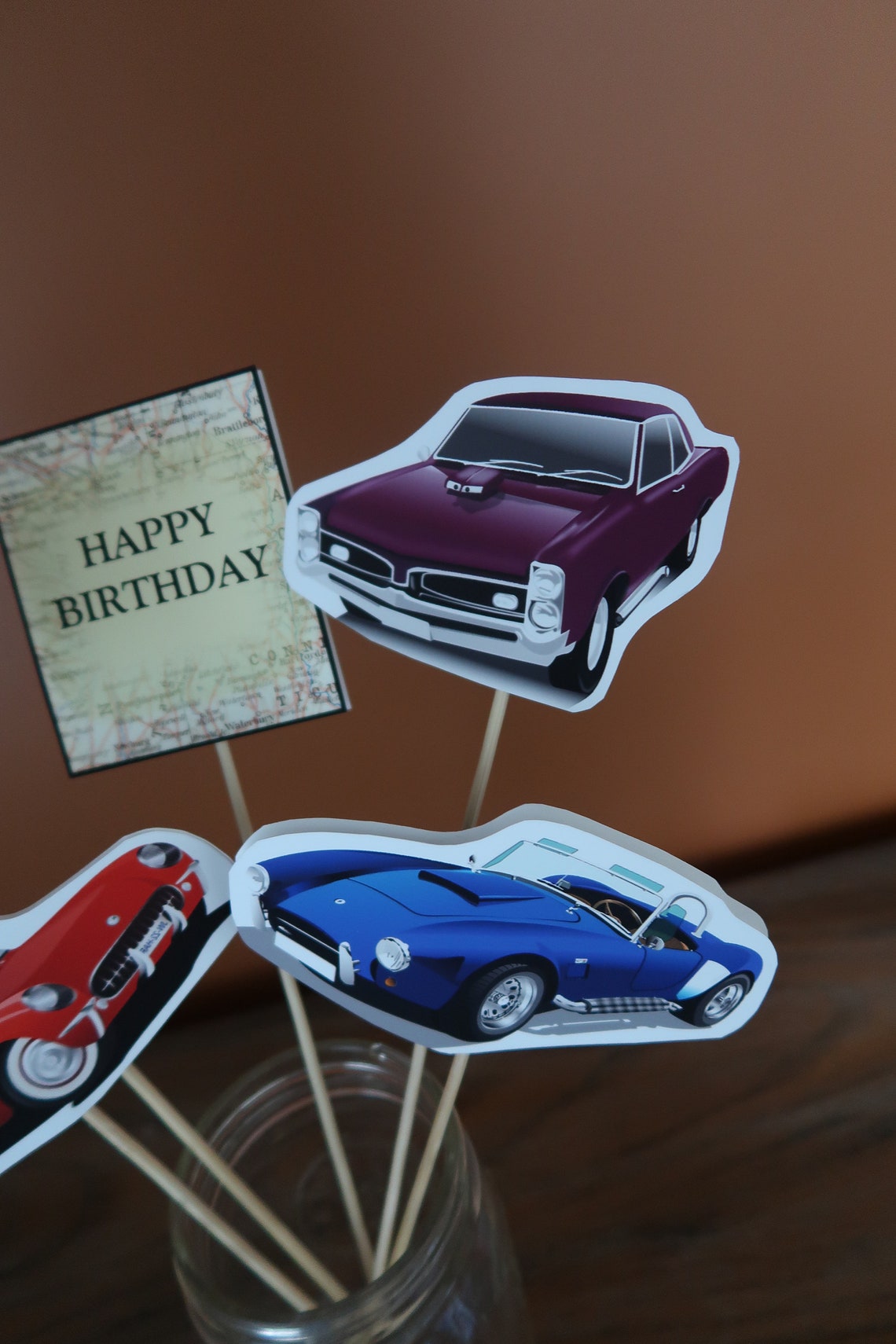 Antique / Vintage Car Theme - Centerpiece Skewers - Mustang, Corvette ...