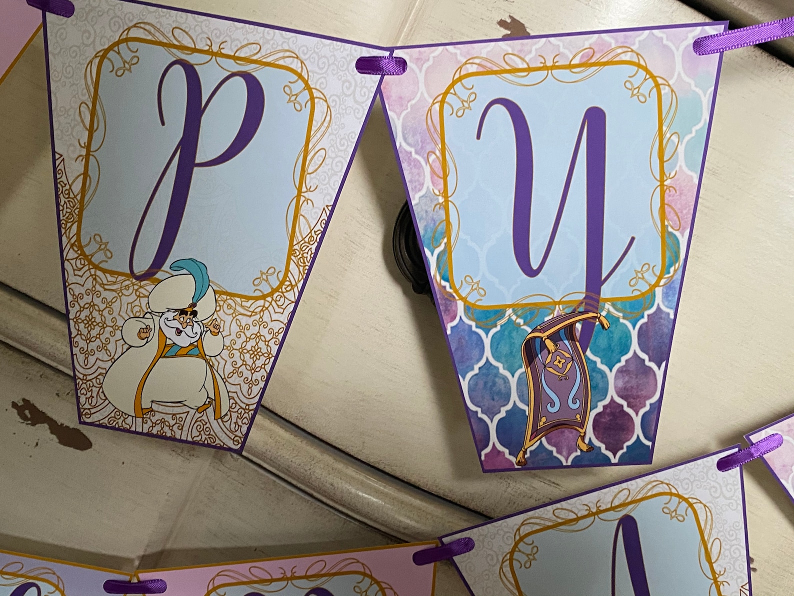 Aladdin Themed Happy Birthday Banner Customizeable - Etsy