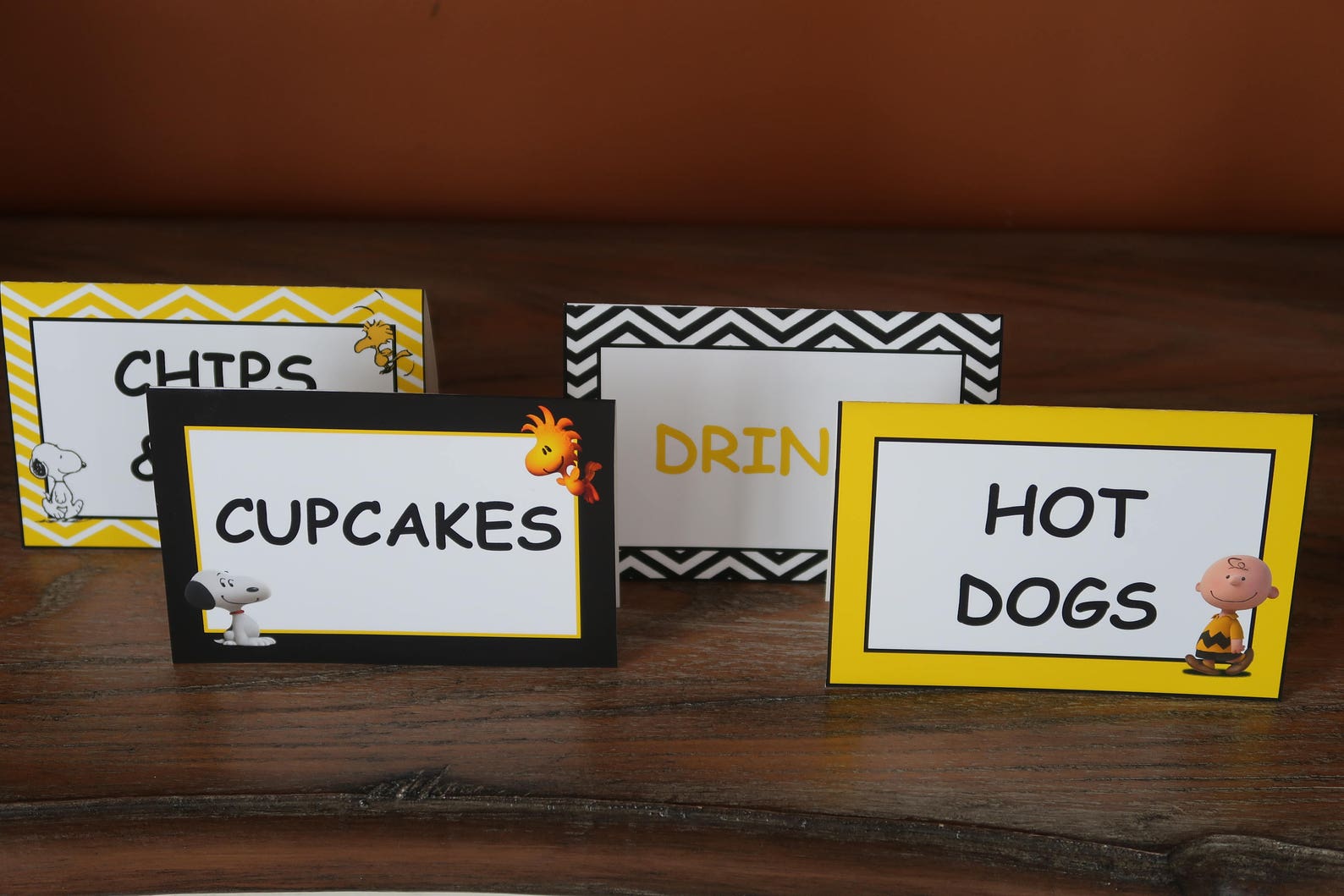 Peanuts Themed / Charlie Brown Themed - Food Tent Cards - Customizable ...