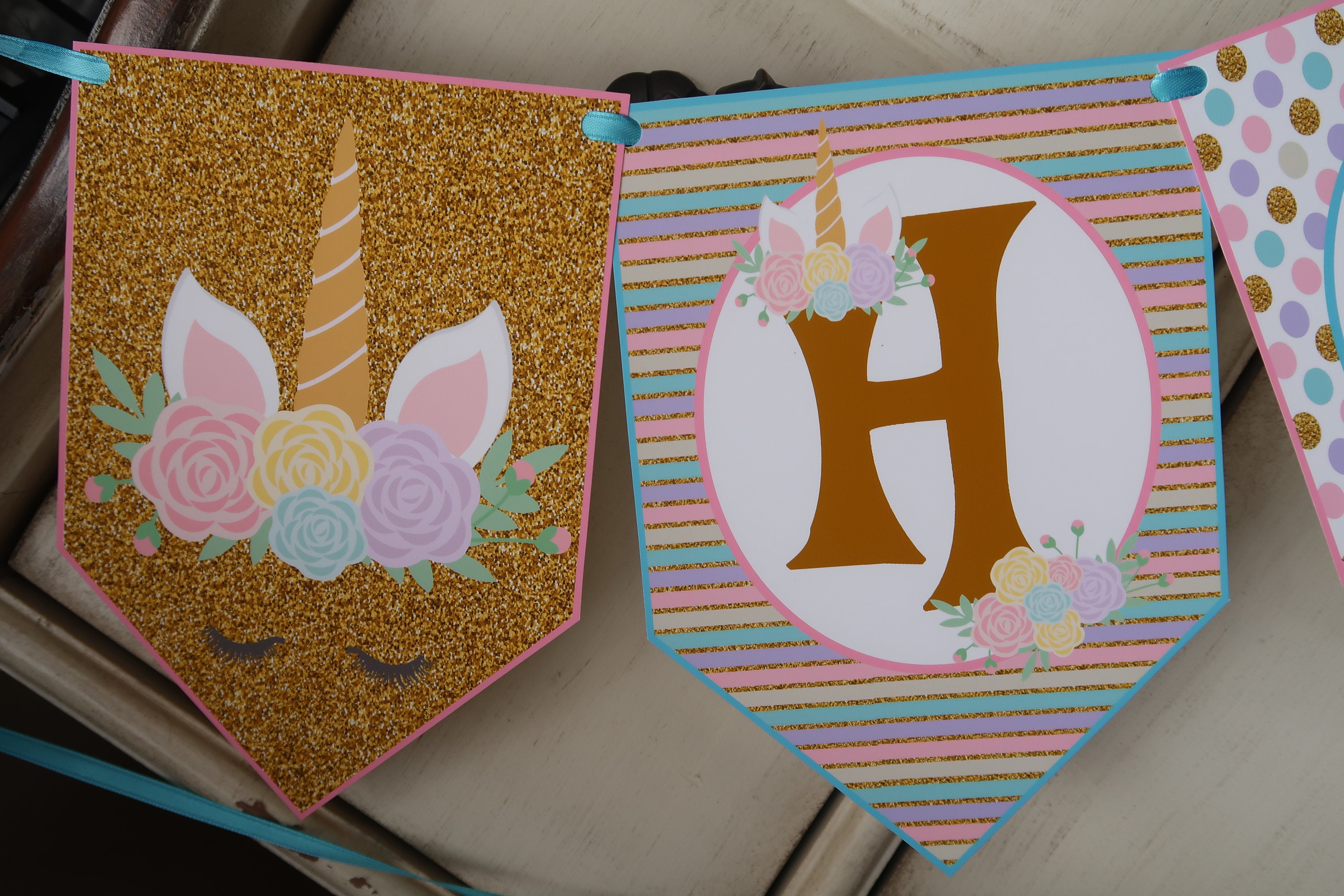 Unicorn Themed - Happy Birthday Banner - Customizeable - (unicorn, Pink ...