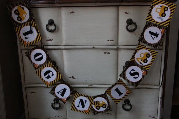 Construction / Truck Themed Birthday Age Banner - Etsy