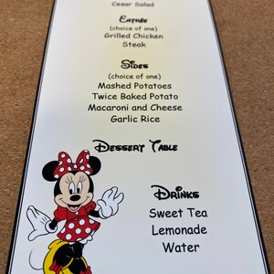 Minnie Mouse Theme Menu - **customizable** - Sold in Lots of 10 ...