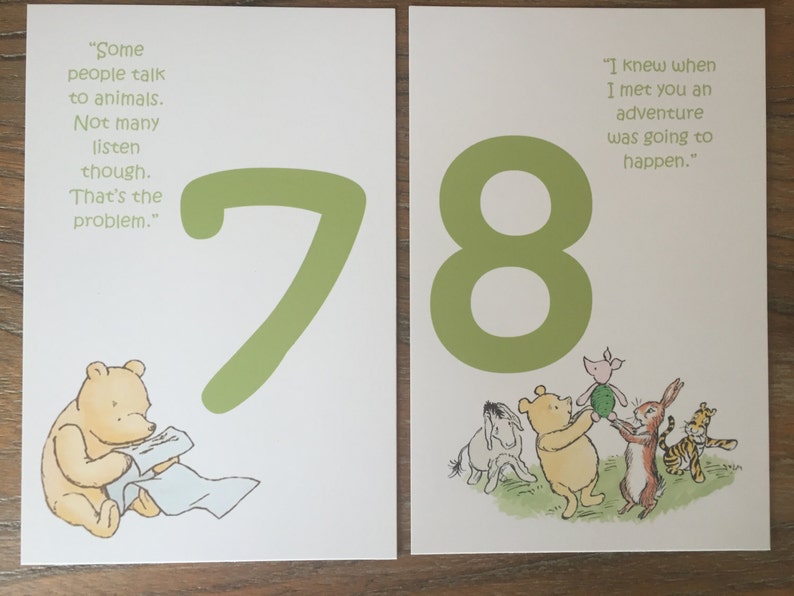 Classic Winnie the Pooh and Friends Table Number Cards winnie | Etsy