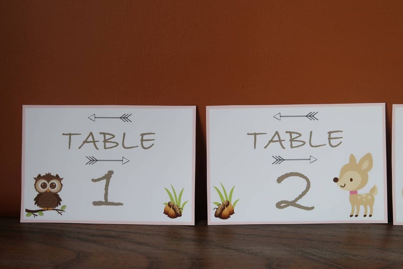Woodland Themed / Baby Woodland Creatures Table Number Cards (baptism ...