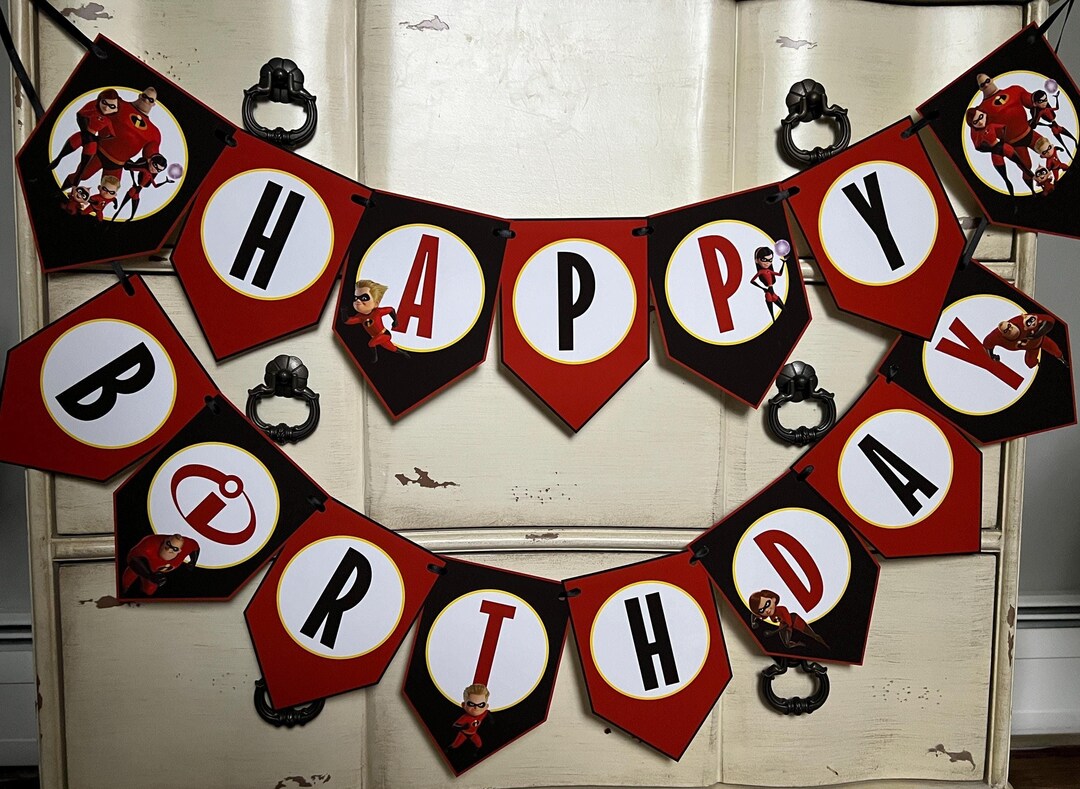 The Incredibles Themed - Happy Birthday Banner - Customizable - Disney ...