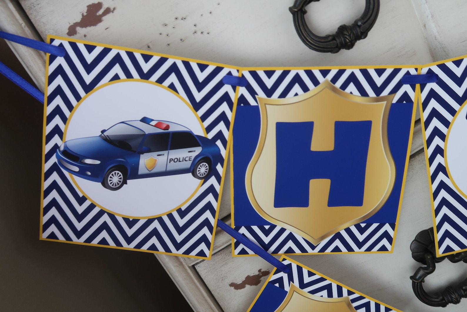 Police Themed Happy Birthday Banner Customizeable | Etsy