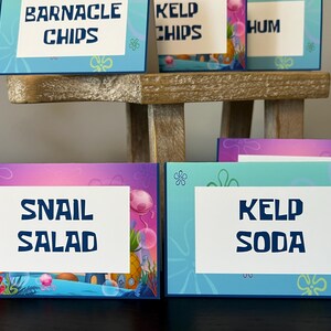 Under the Sea Themed - Food Tent Cards - Customizable - Cartoon Under ...