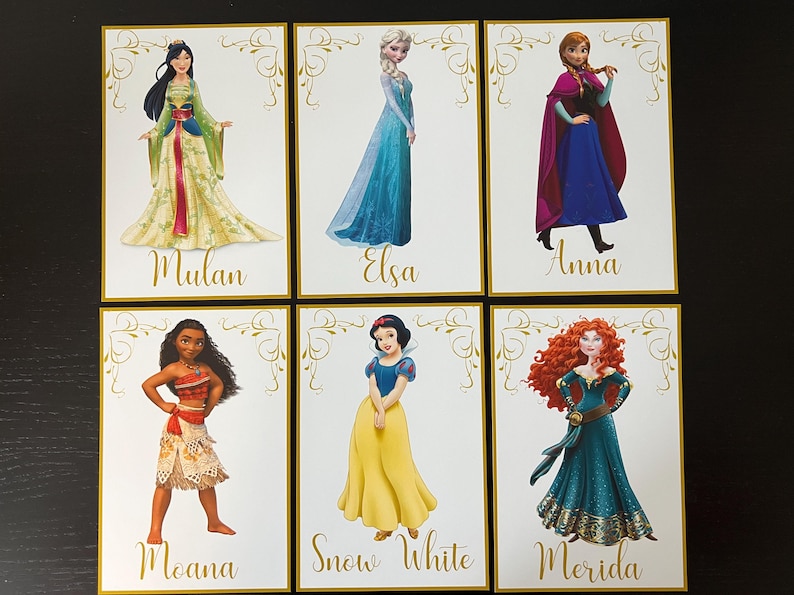 Disney Princess Character Cards ** Belle, Ariel, Tiana, Rapunzel ...