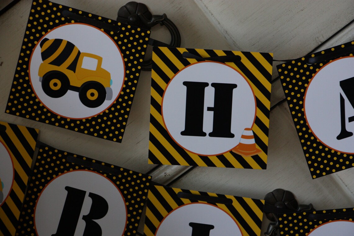 Construction / Truck Themed Happy Birthday Banner - Etsy