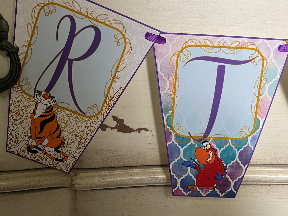 Aladdin Themed - Happy Birthday Banner - Customizable - Aladdin ...