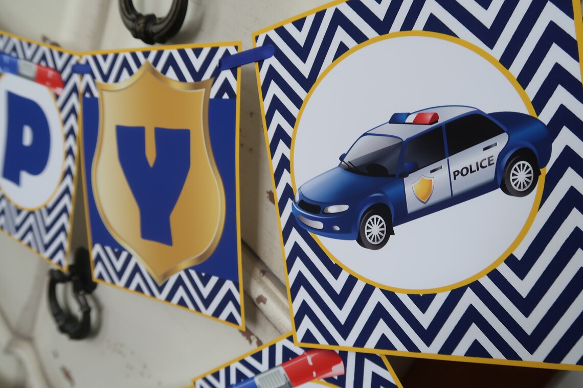 Police Themed Happy Birthday Banner Customizeable | Etsy