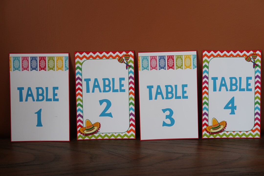 Table Number Cards - Fiesta Themed / Cinco De Mayo Themed ...