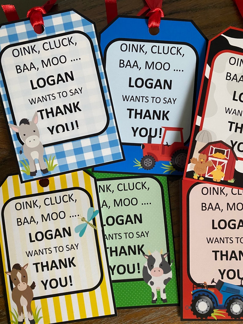 Farm Animal Themed Party CUSTOMIZABLE Favor Tags | Etsy