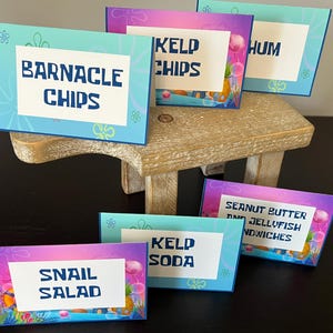 Under the Sea Themed - Food Tent Cards - Customizable - Cartoon Under ...