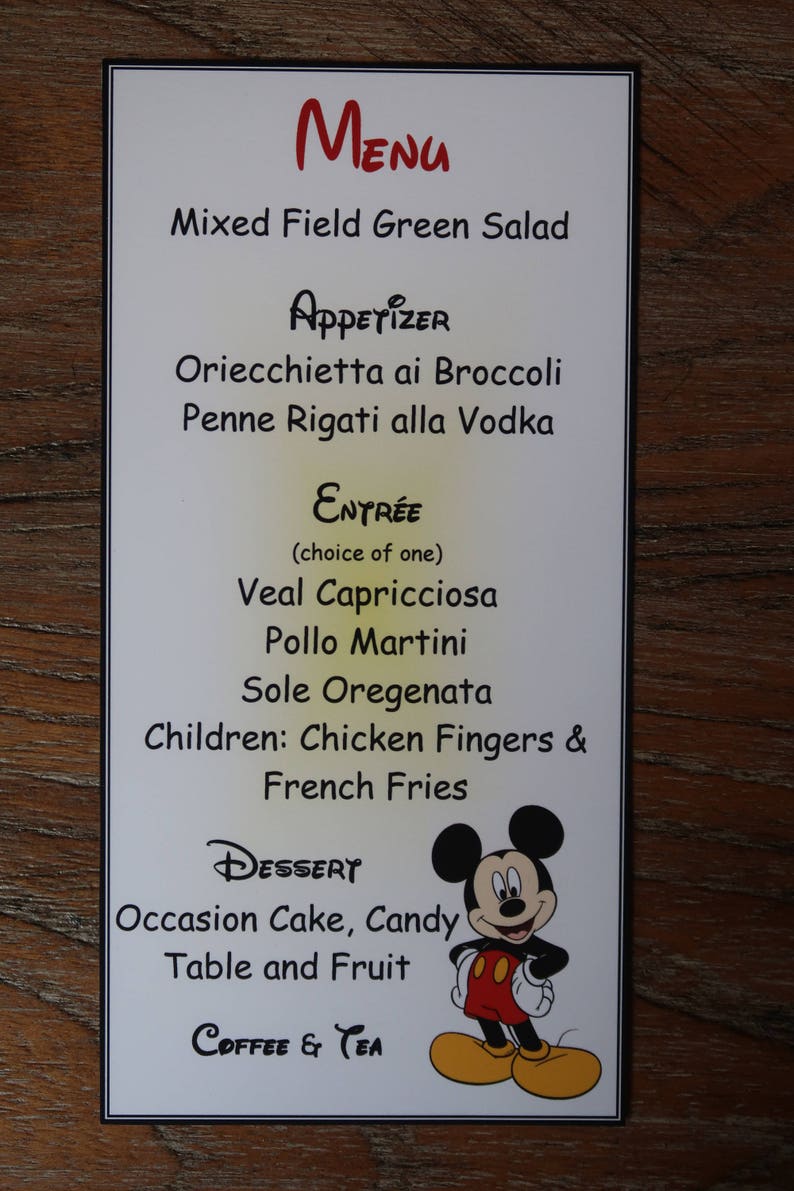 Mickey Mouse Theme Menu customizable Sold in Lots of - Etsy