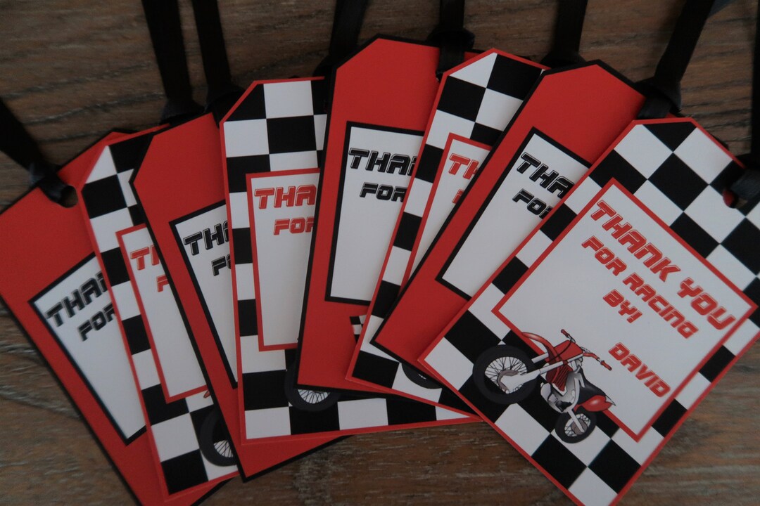 Red Dirt Bike Themed Party *** CUSTOMIZABLE *** Favor Tags - Gift Tags ...
