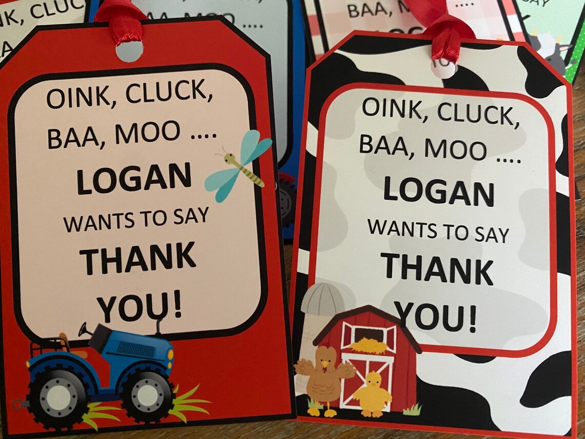 Farm Animal Themed Party *** CUSTOMIZABLE *** Favor Tags - Gift Tags ...