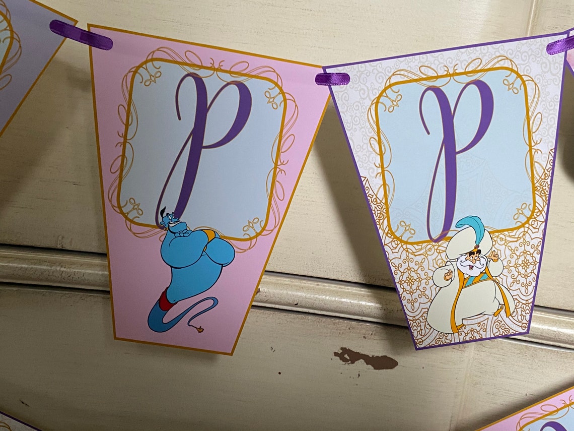 Aladdin Themed - Happy Birthday Banner - Customizable - Aladdin ...