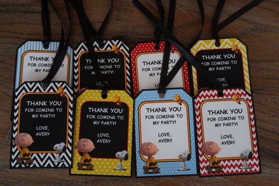 Peanuts Themed Party CUSTOMIZABLE Favor Tags Gift | Etsy