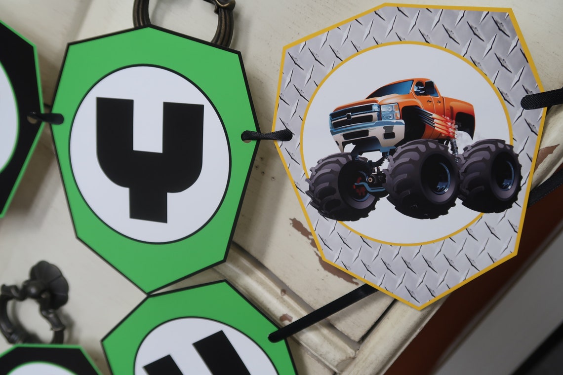 Monster Truck / Monster Jam Theme Happy Birthday Banner - Etsy