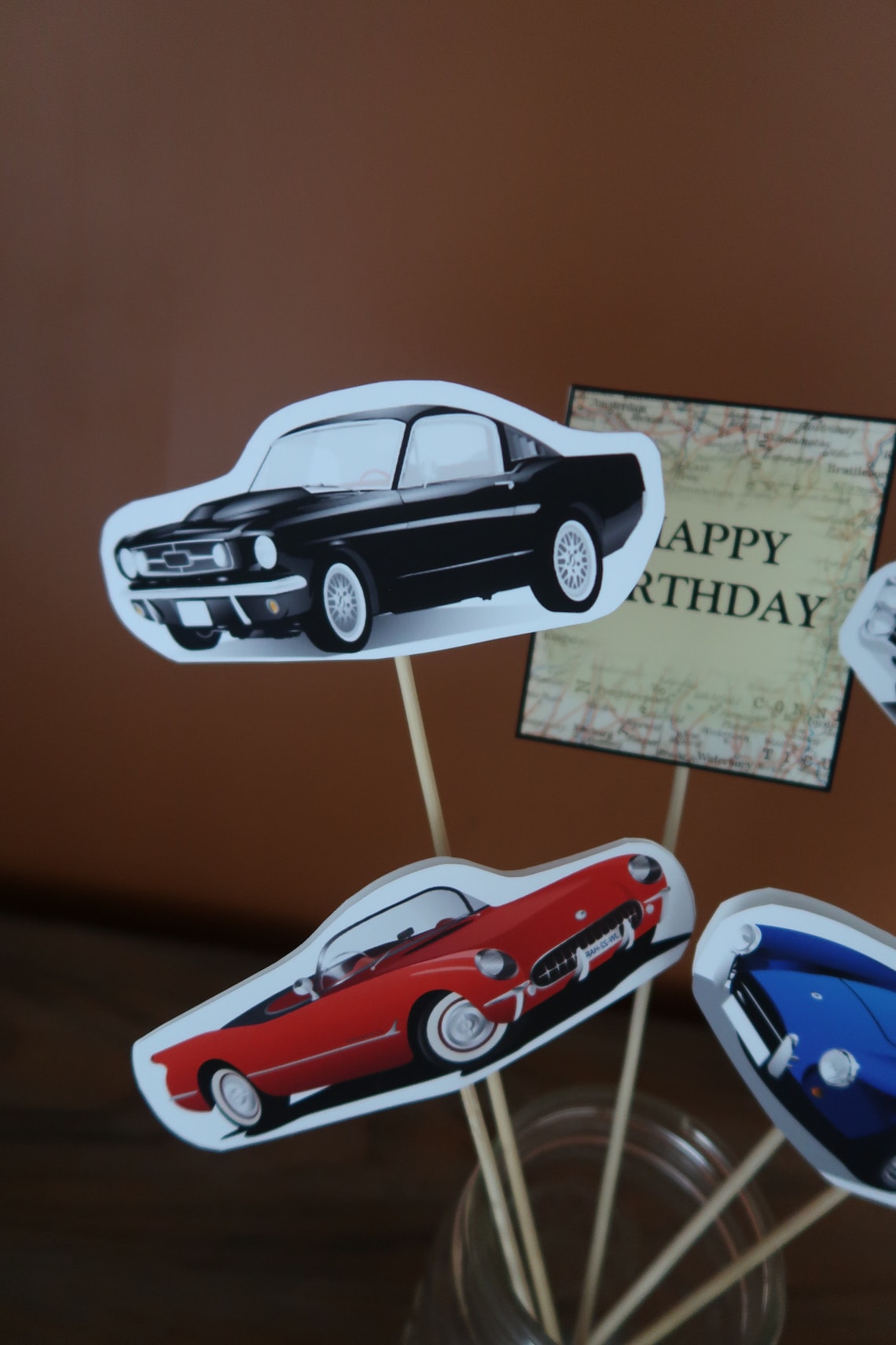 Antique / Vintage Car Theme - Centerpiece Skewers - Mustang, Corvette ...