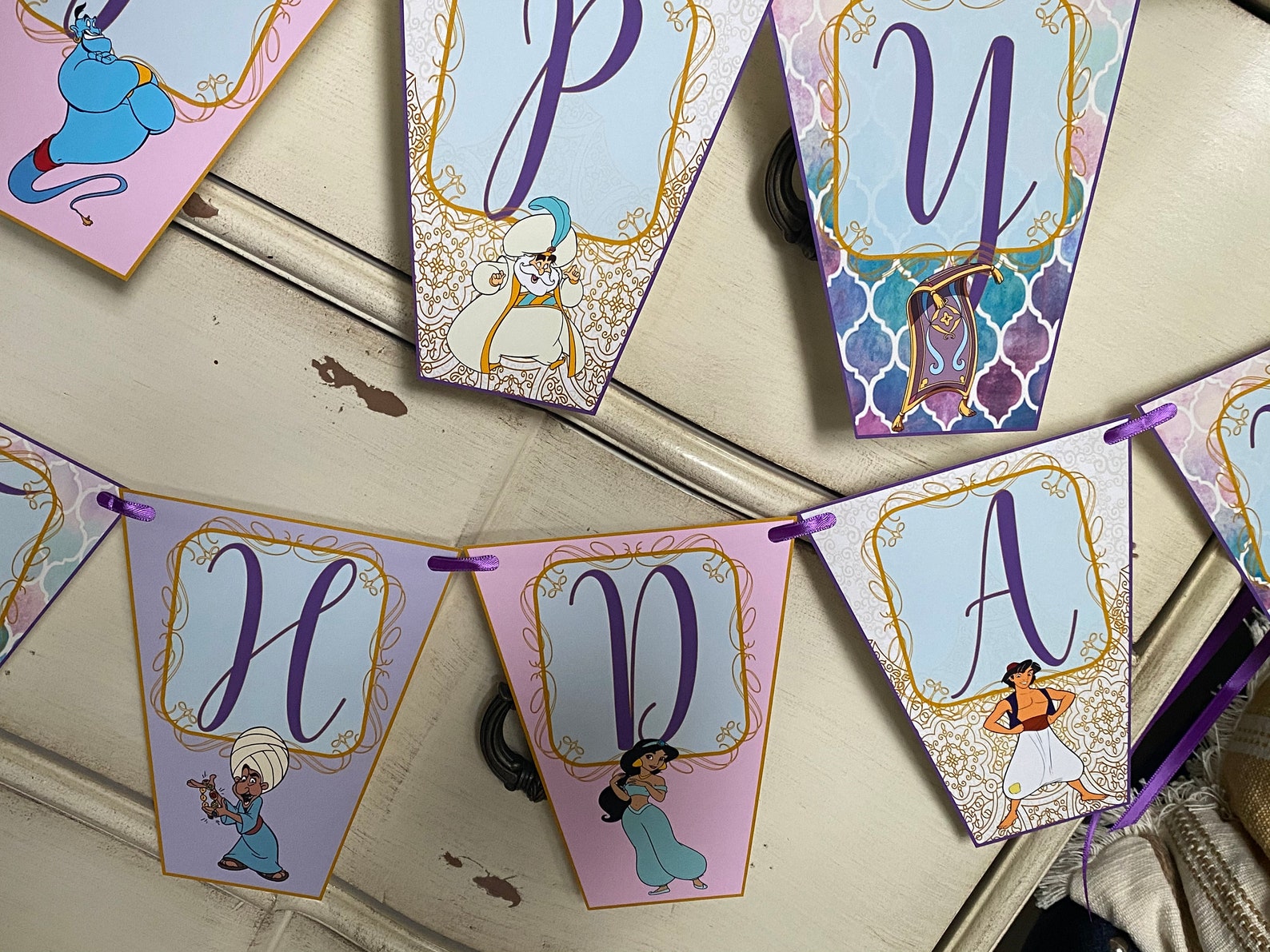 Aladdin Themed - Happy Birthday Banner - Customizable - Aladdin ...